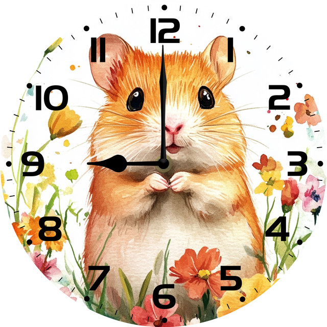 SRongmao Hamster Wall Clock Battery Powered Wall Clock Silent Non ...