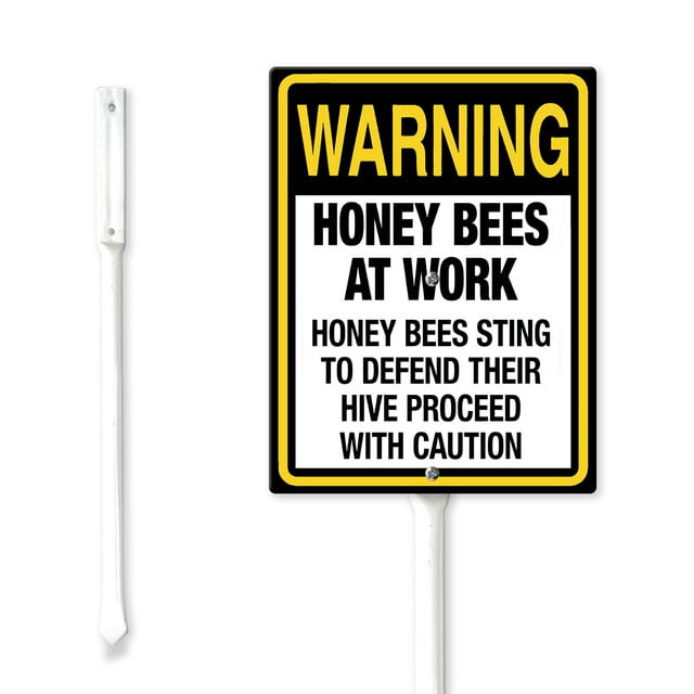 SRongmao Honey Bees at Work Honey Yard Sign with Stakes 7x8.8inch Bee ...