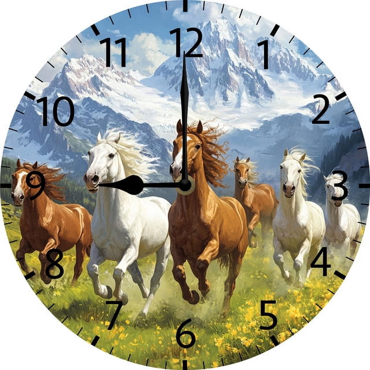 SRongmao Horse Wall Decor Running Horse Wall Clock Battery Operated Non ...