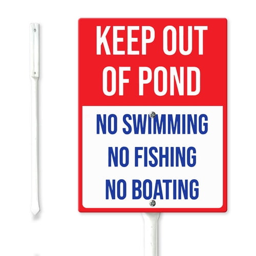 SRongmao Keep Out Of Pond Sign with Stake 8x12inch Rustproof Aluminum ...