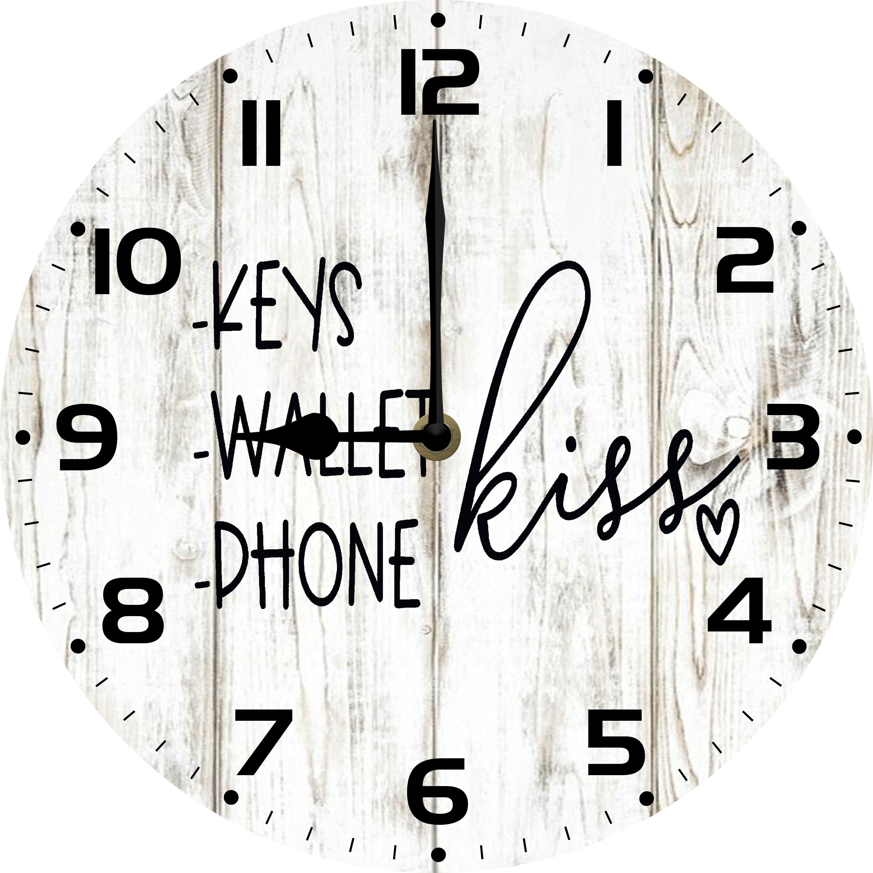 SRongmao Keys Wallet Phone Kiss Wall Clock Entryway Sign 10inch Silent ...