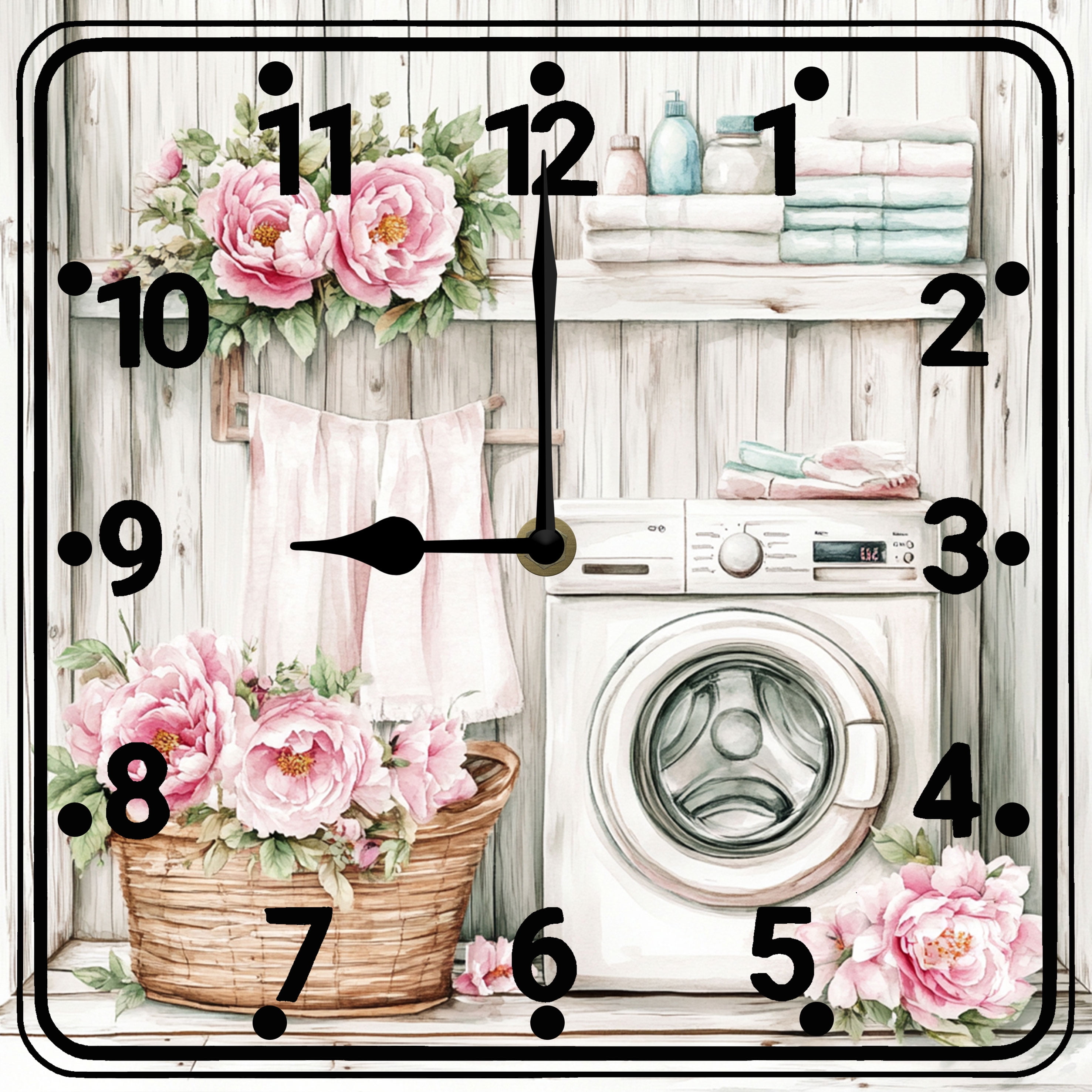 SRongmao Laundry Clock Laundry Room Clocks Silent Wall Clock 10inch ...