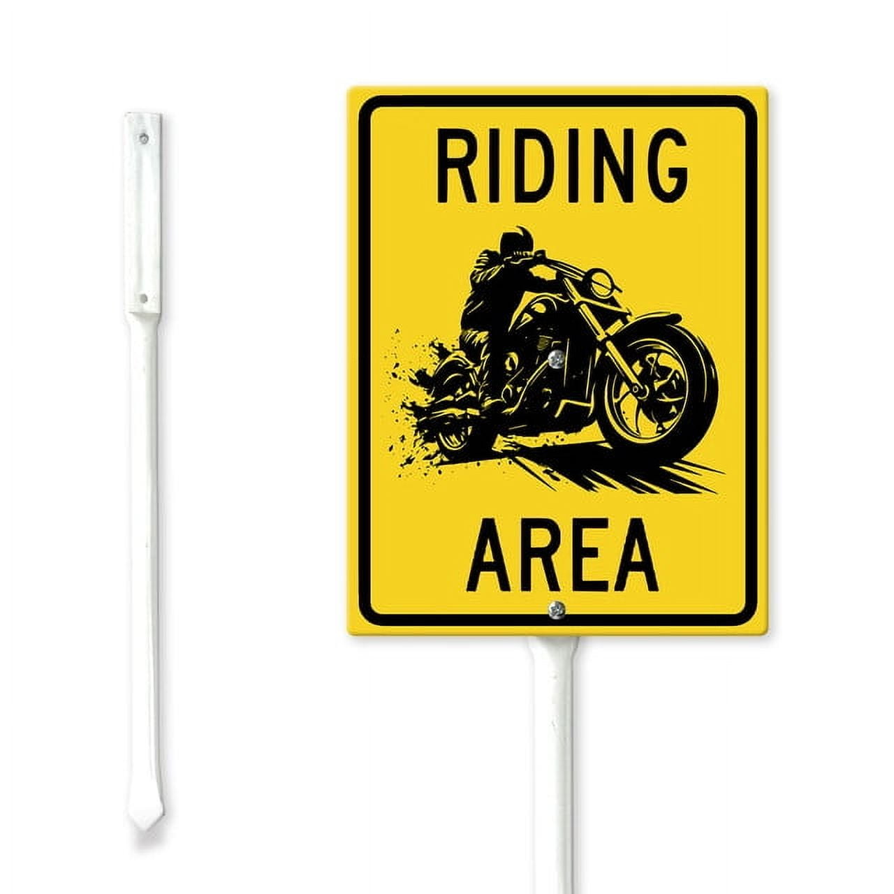 SRongmao Motorcycle Crossing Sign Riding Area Yard Sign with Stake 7x8 ...