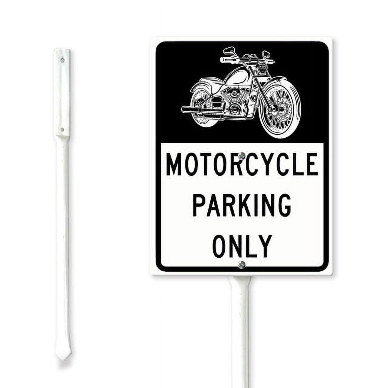 SRongmao Motorcycle Parking Only Yard Sign with Stake 8x12inch Sturdy ...