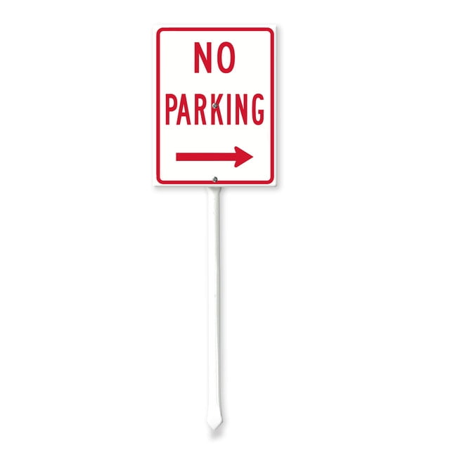 SRongmao No Parking Sign Right Arrow No Parking Yard Sign with Stake 11.5x15cm Aluminum Outdoor ...