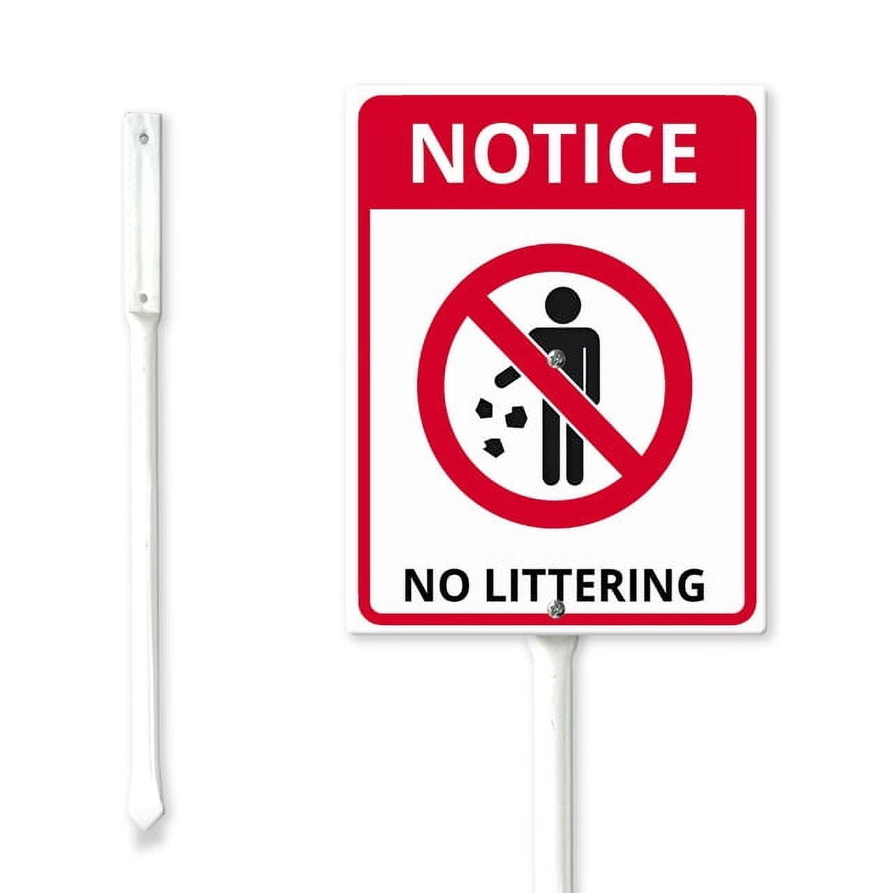 SRongmao Notice No Littering Yard Sign with Stake 7x8.8inch Sturdy ...