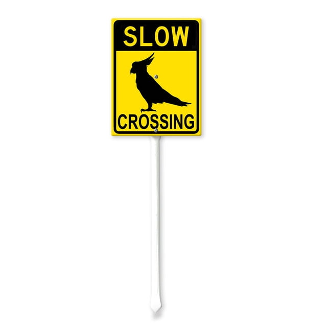 SRongmao Parrot Sign Slow Parrot Crossing Sign with Stake 8x12inch Yard ...