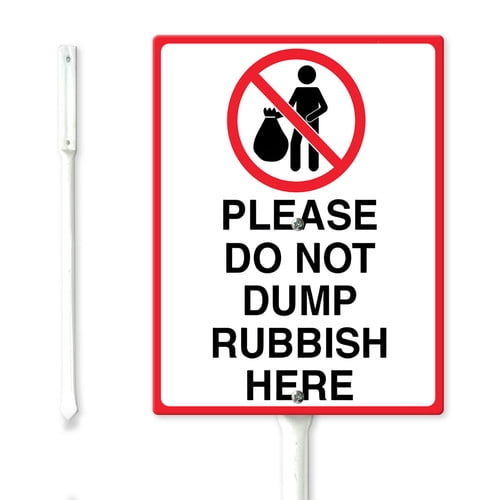 SRongmao Please Don Not Dump Rubbish Here Yard Sign with Stake 4 ...