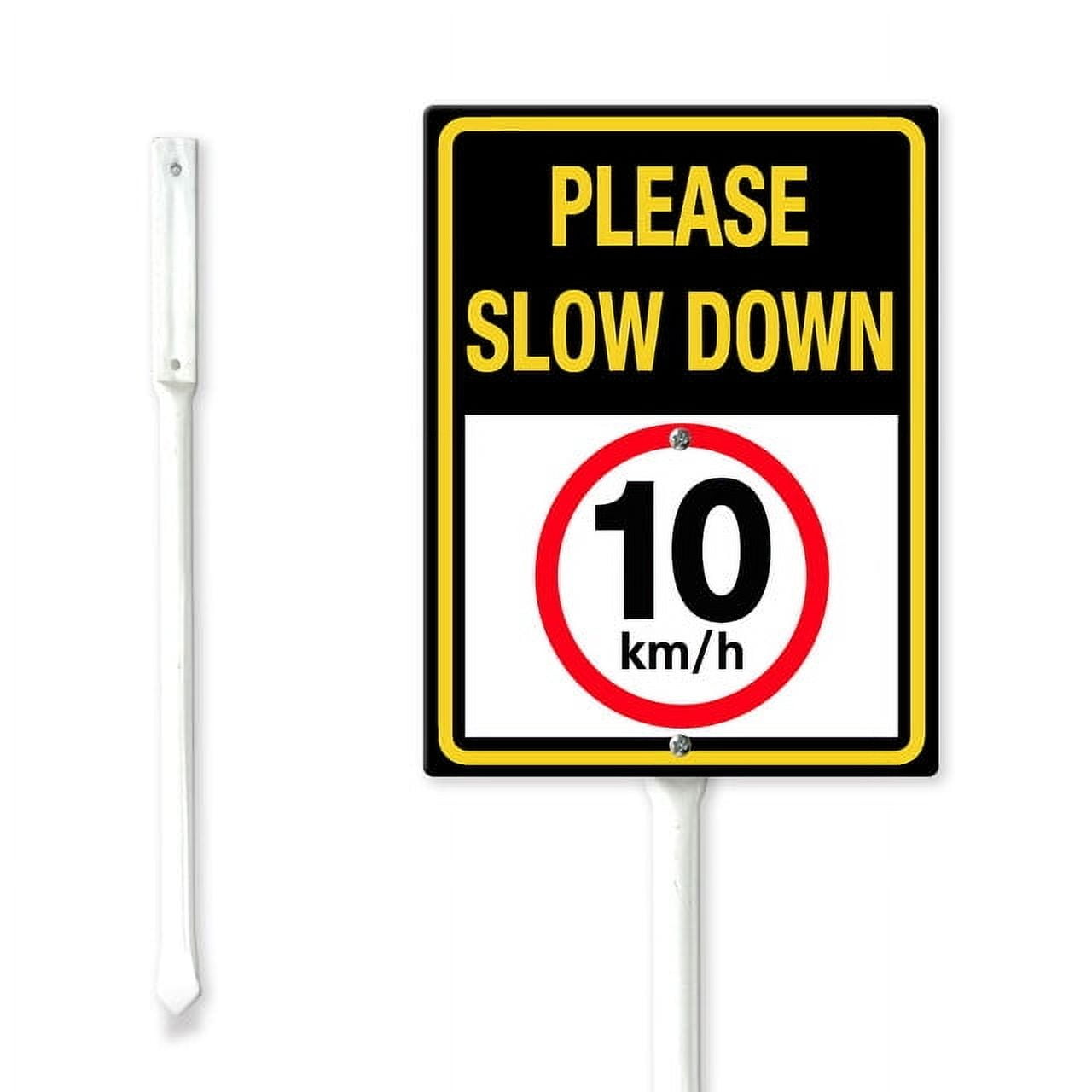 SRongmao Please Slow Down Speed Limit 10 Yard Sign with Stake 7x8.8inch ...