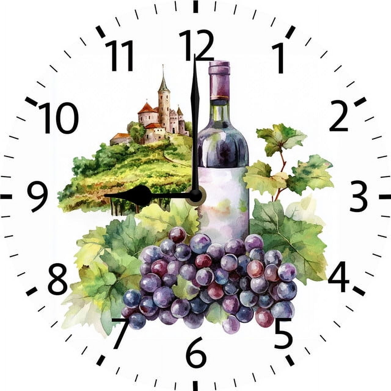 SRongmao Red Wine Grapes Wall Clock Vintage Wooden Battery Operated Non ...