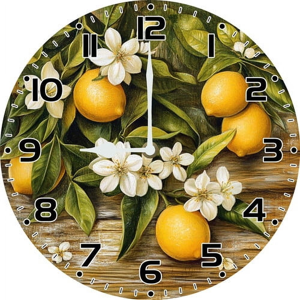 SRongmao Round Wall Clock Battery Operated Clocks 10inch Lemon Yellow ...