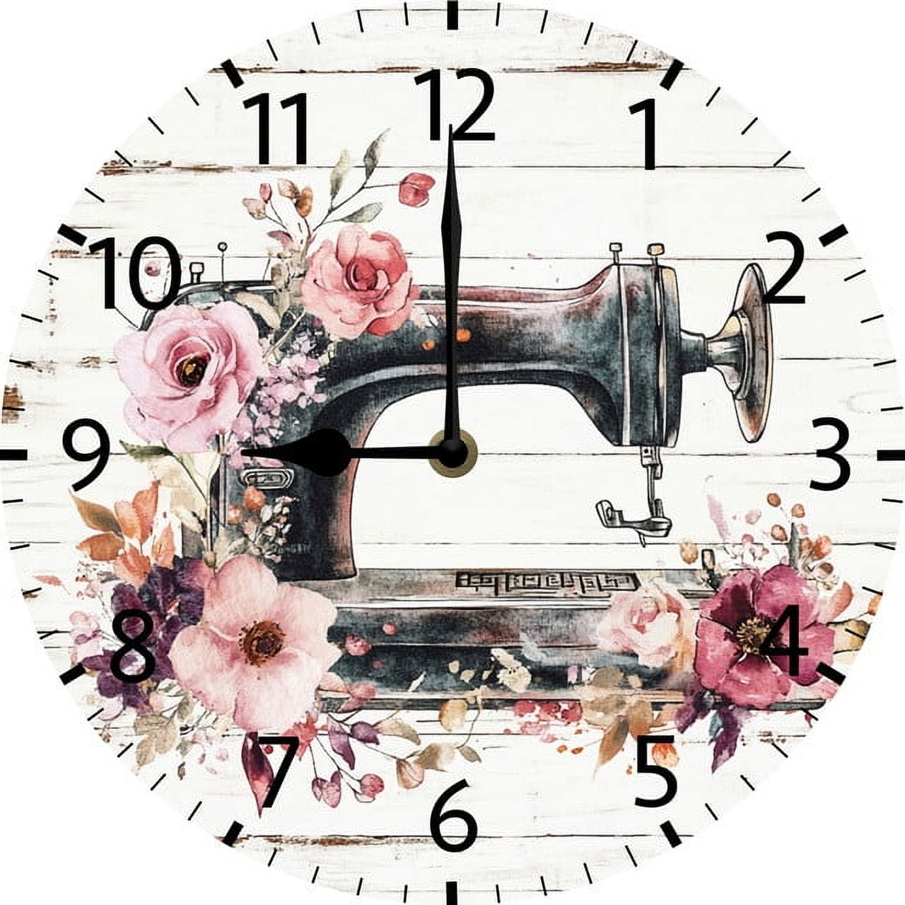 SRongmao Sewing Room Sign Wall Clock Silent Non Ticking Round Clocks ...