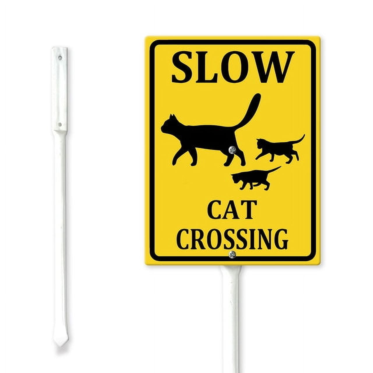SRongmao Slow Cat Crossing Yard Sign with Stake 4.6x6inch Sturdy ...