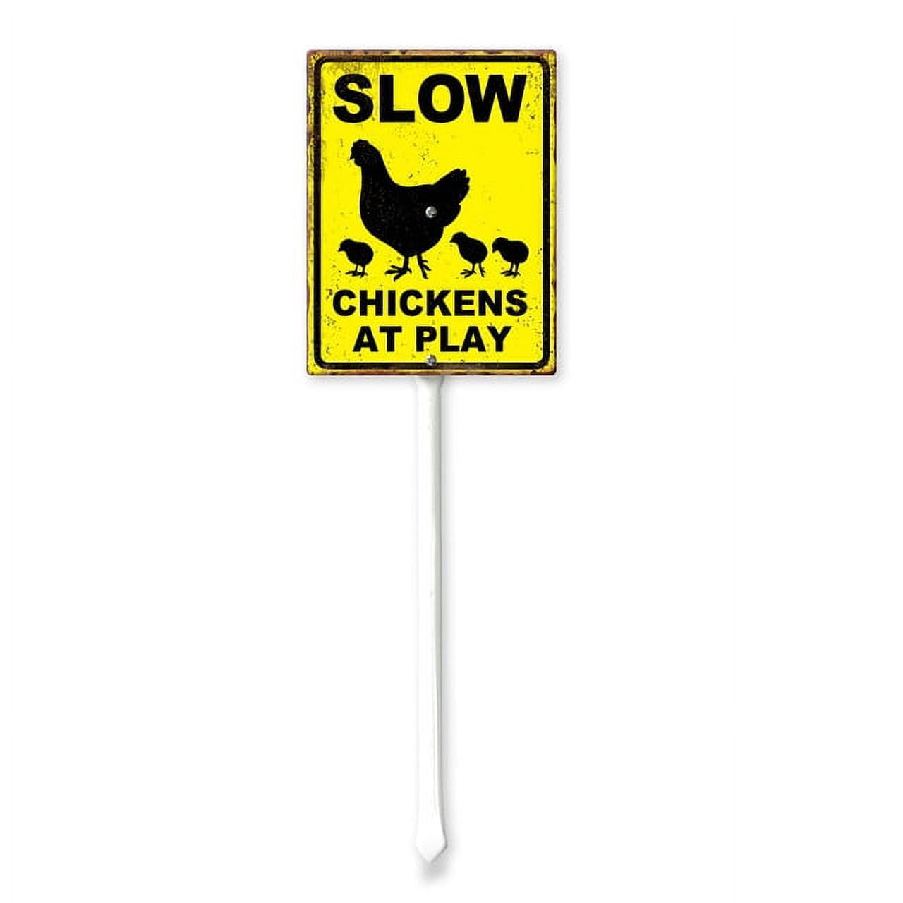 SRongmao Slow Chickens at Play Yard Sign with Stake 4.6x6inch Aluminum ...