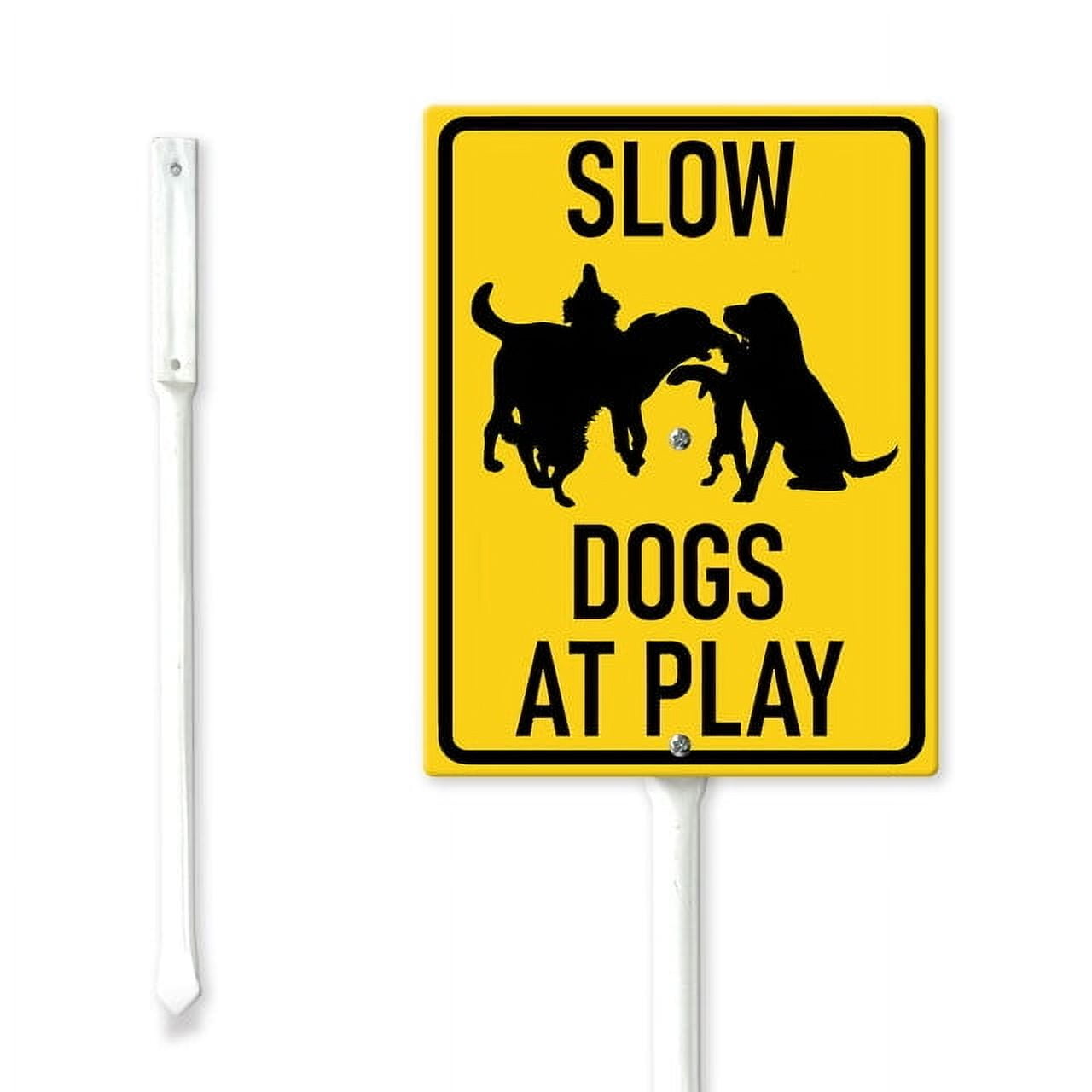 SRongmao Slow Down Sign with Metal Stake Slow Dogs At Play Yard Sign ...