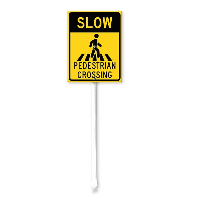 SRongmao Slow Sign Yard Sign Slow Pedestrian Crossing Sign with Stake 4 ...