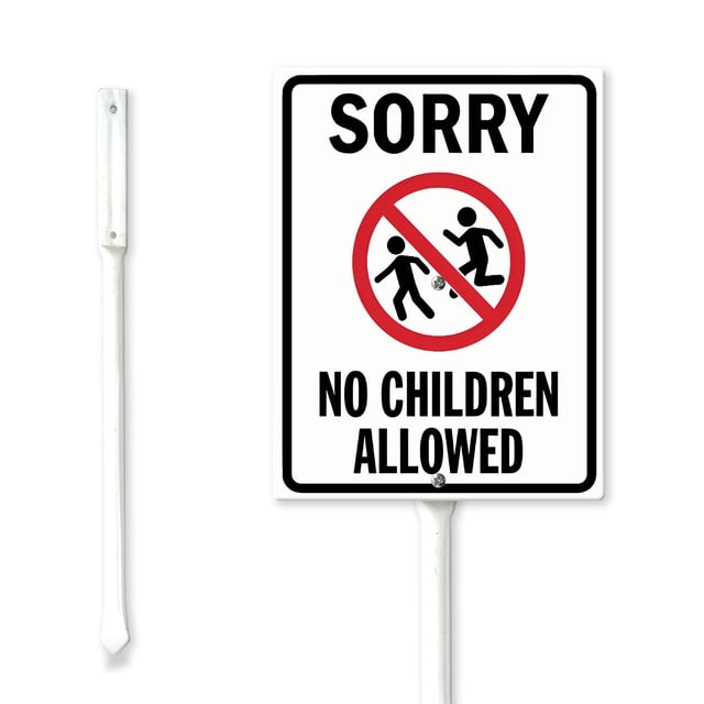 SRongmao Sorry No Children Allowed Yard Sign with Stake 8x12inch Sturdy ...