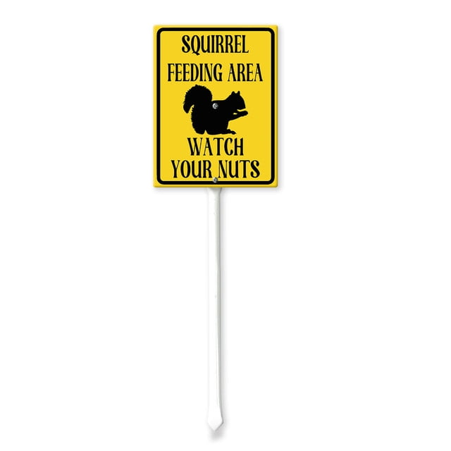 SRongmao Squirrel Feeding Area Watch Your Nuts Yard Sign with Stake 4 ...