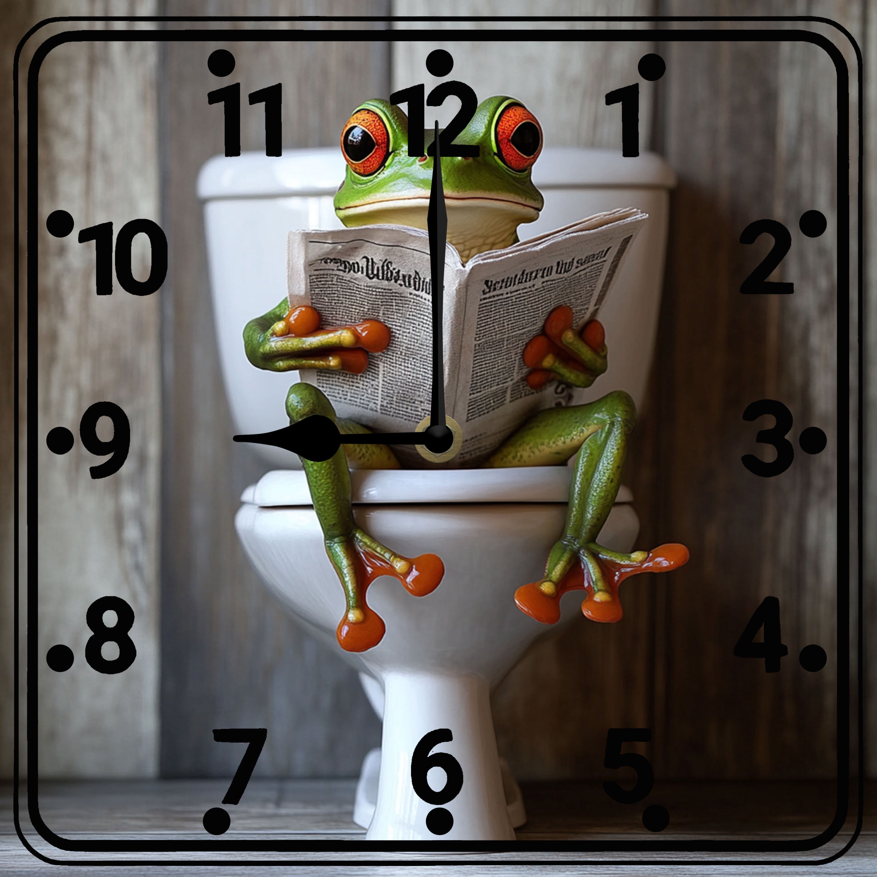 SRongmao Toilet Clock Frog Wall Clock 10inch Silent Non-Ticking Clocks ...
