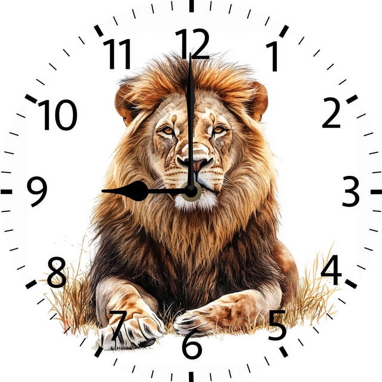 SRongmao Wall Clock Lion Silent Non Ticking Round Clocks Lion Clocks ...