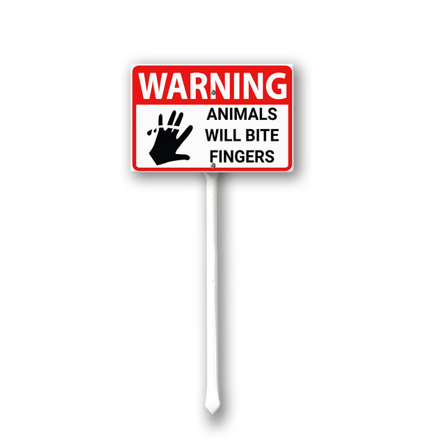 SRongmao Warning Animals Will Bite Fingers Yard Sign with Metal Stake ...