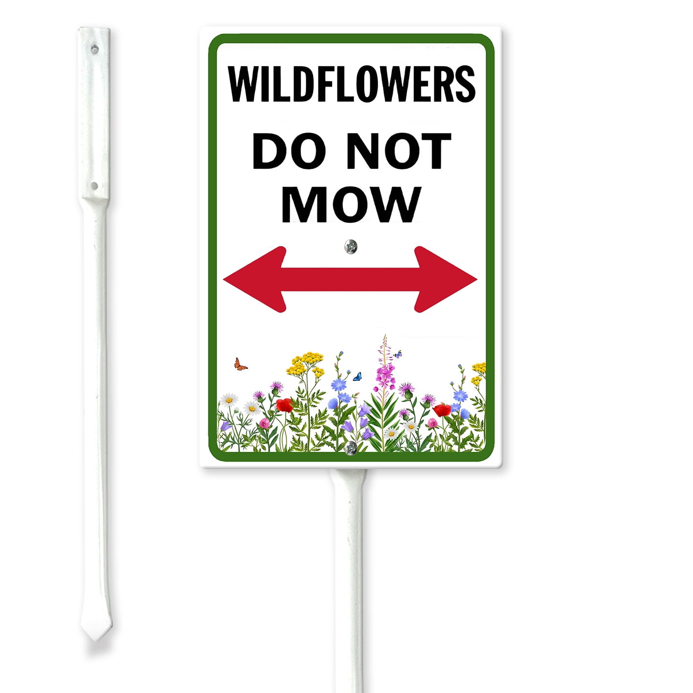 SRongmao Wildflowers Do Not Mow Yard Sign with Stake 4.6x6inch Sturdy ...