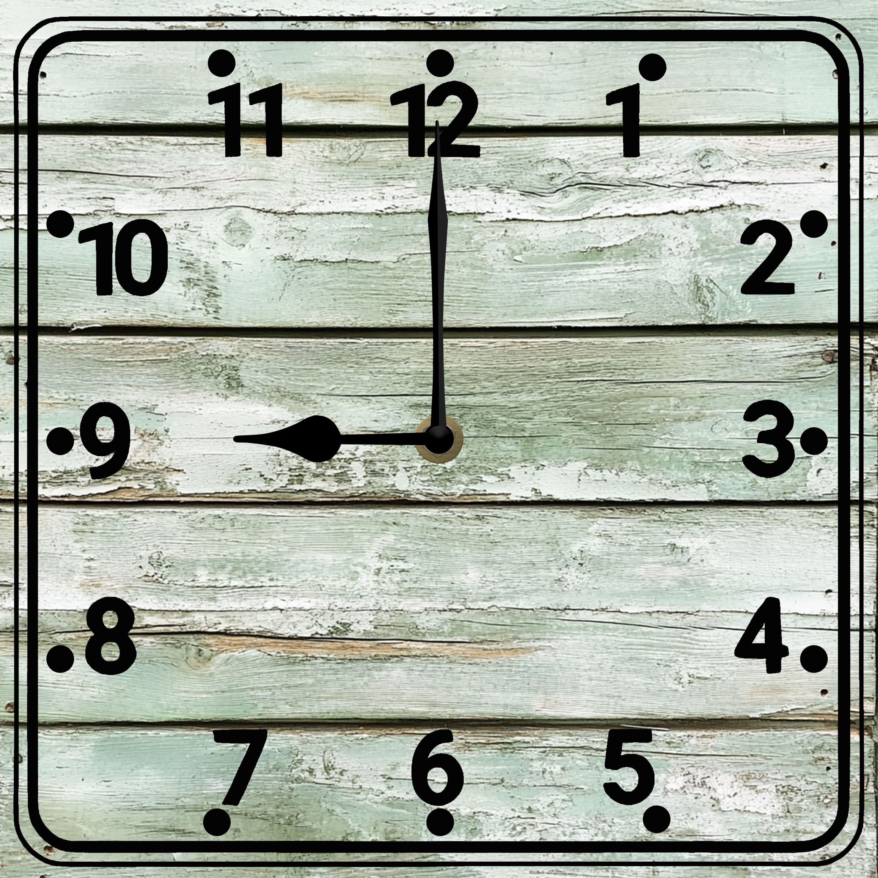 SRongmao Wooden Wall Clock Silent Non-Ticking Green Wooden Clock ...