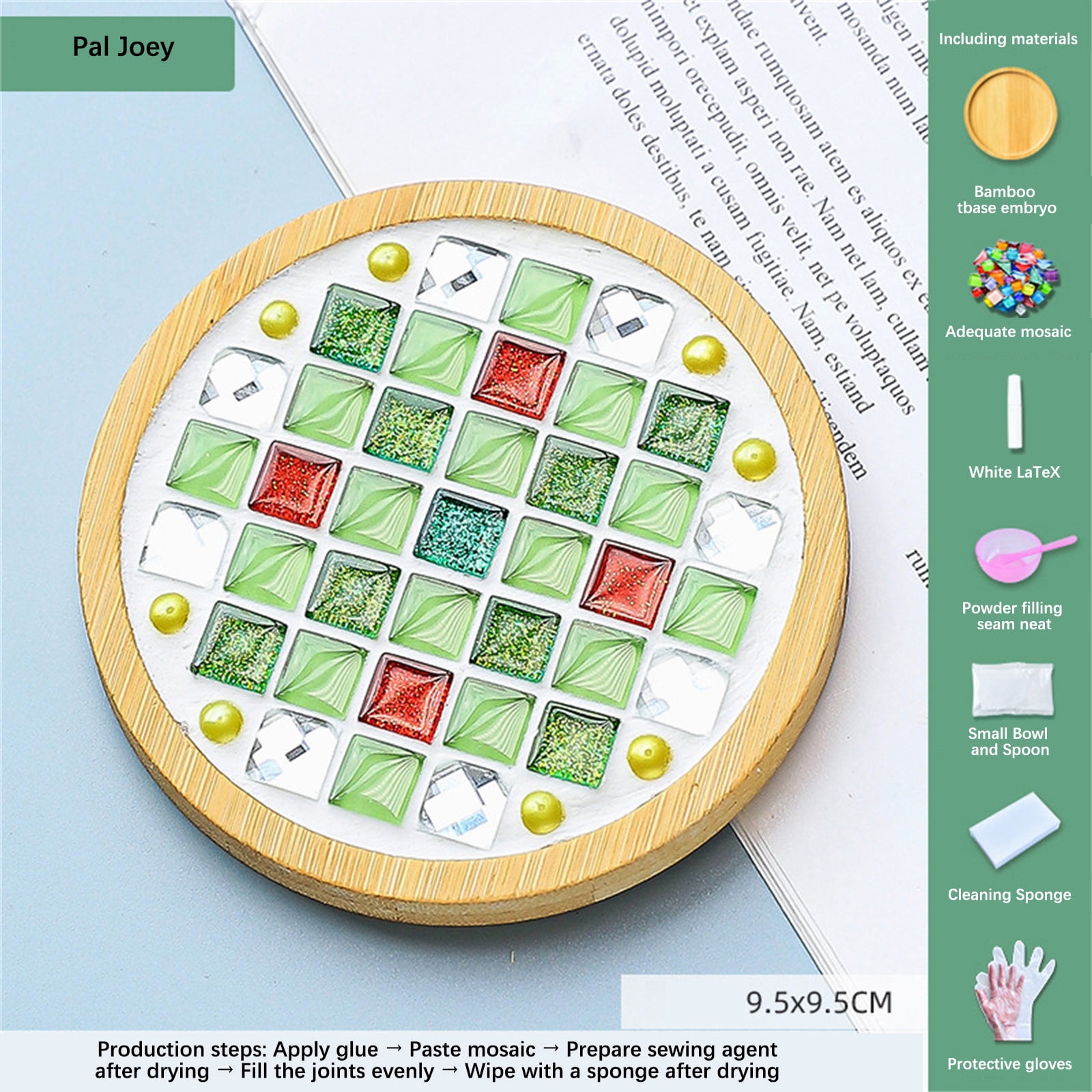 SRstrat Crafts Mosaicss Tile Set Wooden Cup Mats Mixed Color Mosaicss ...