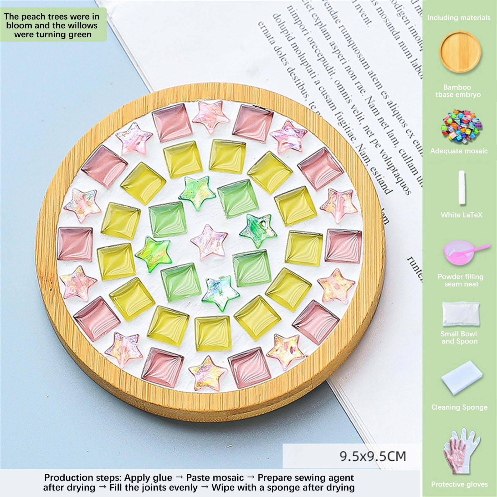 SRstrat Crafts Mosaicss Tile Set Wooden Cup Mats Mixed Color Mosaicss ...