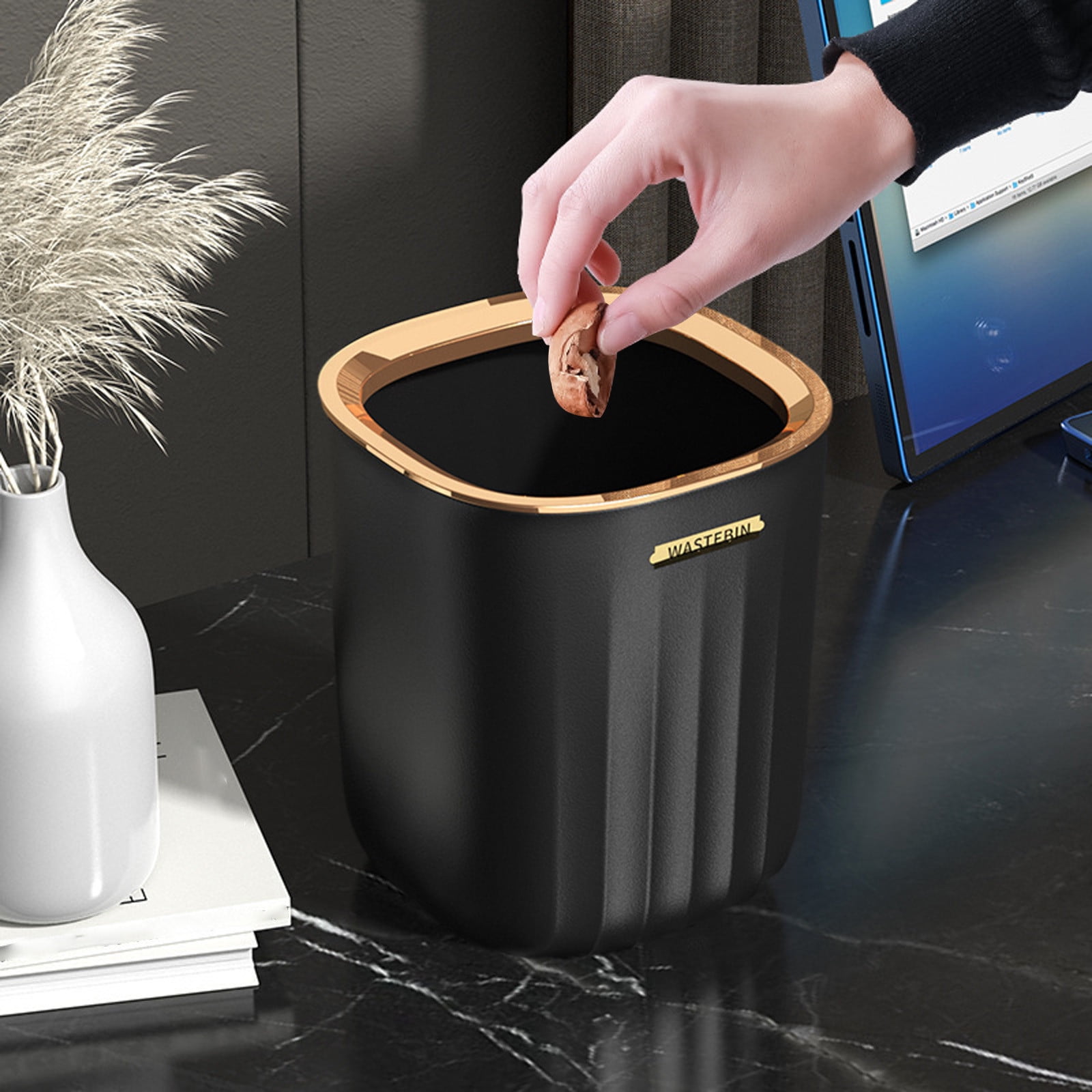 SRstrat Desktop Mini Waste Can with Swing Lid, Stylish Table Trash Bin ...