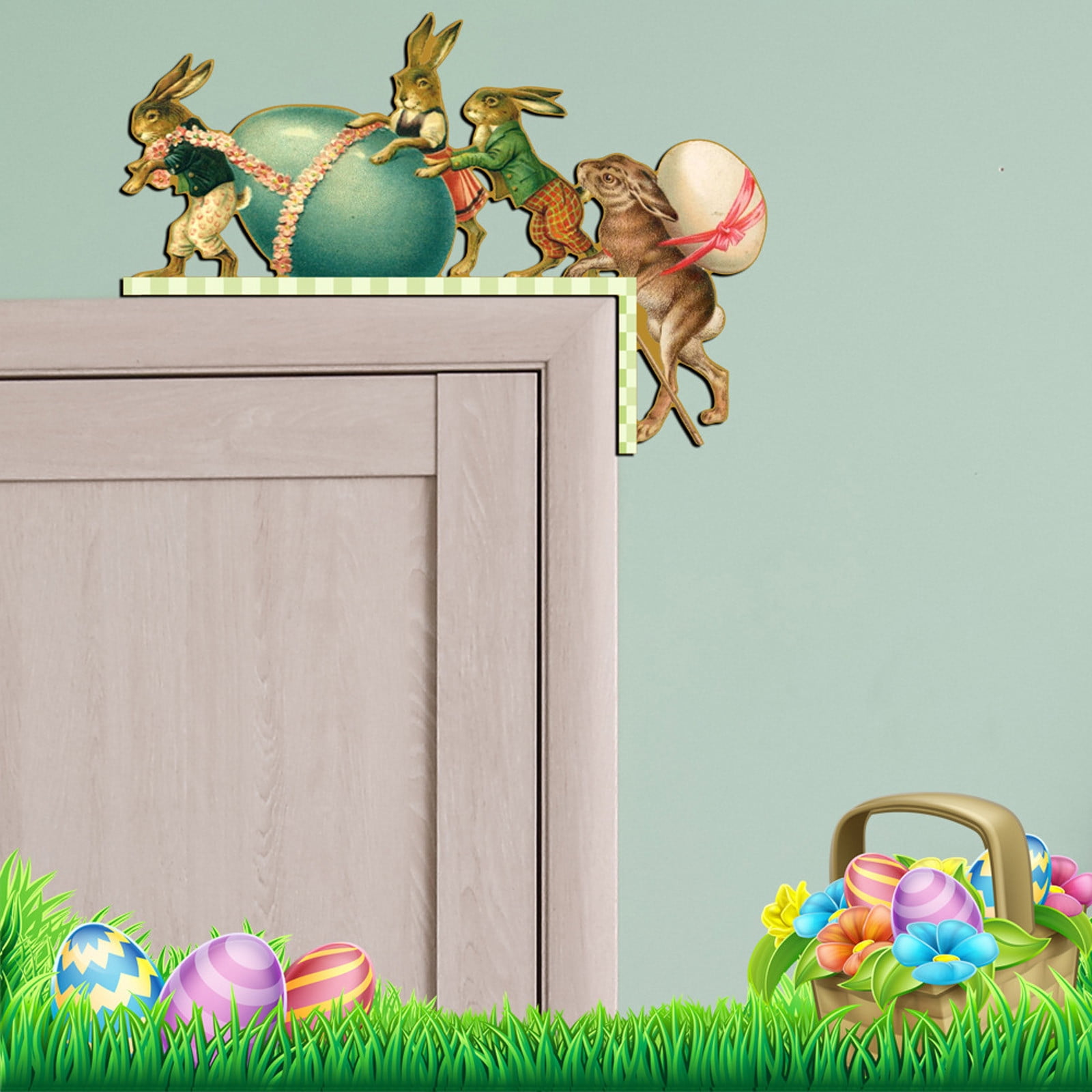 SRstrat Spring Window Stickers Easter Bunny Flower Window Decals Cute ...