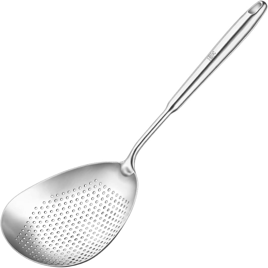 SS 304 Stainless Steel Kitchen Skimmer Slotted Spoon,Strainer Ladle ...