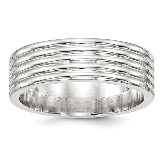 SS 6mm Brushed Fancy Band Size 7.5 - Walmart.com