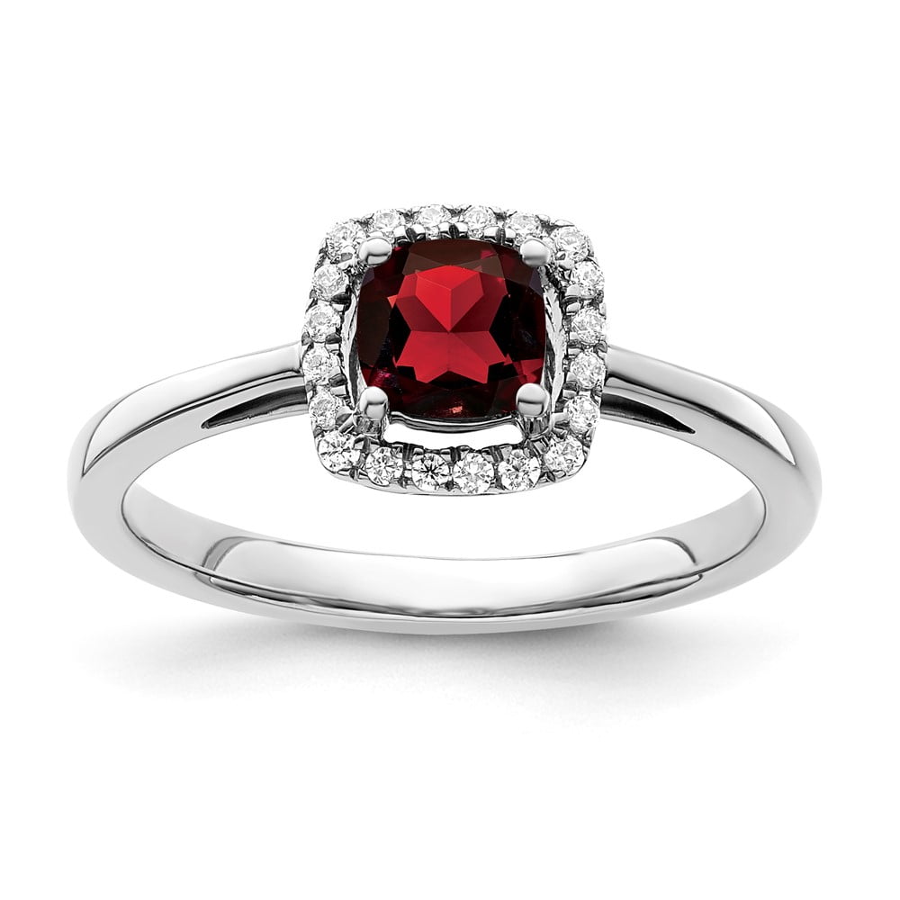 SS ANT Garnet and Diamond Ring - Walmart.com