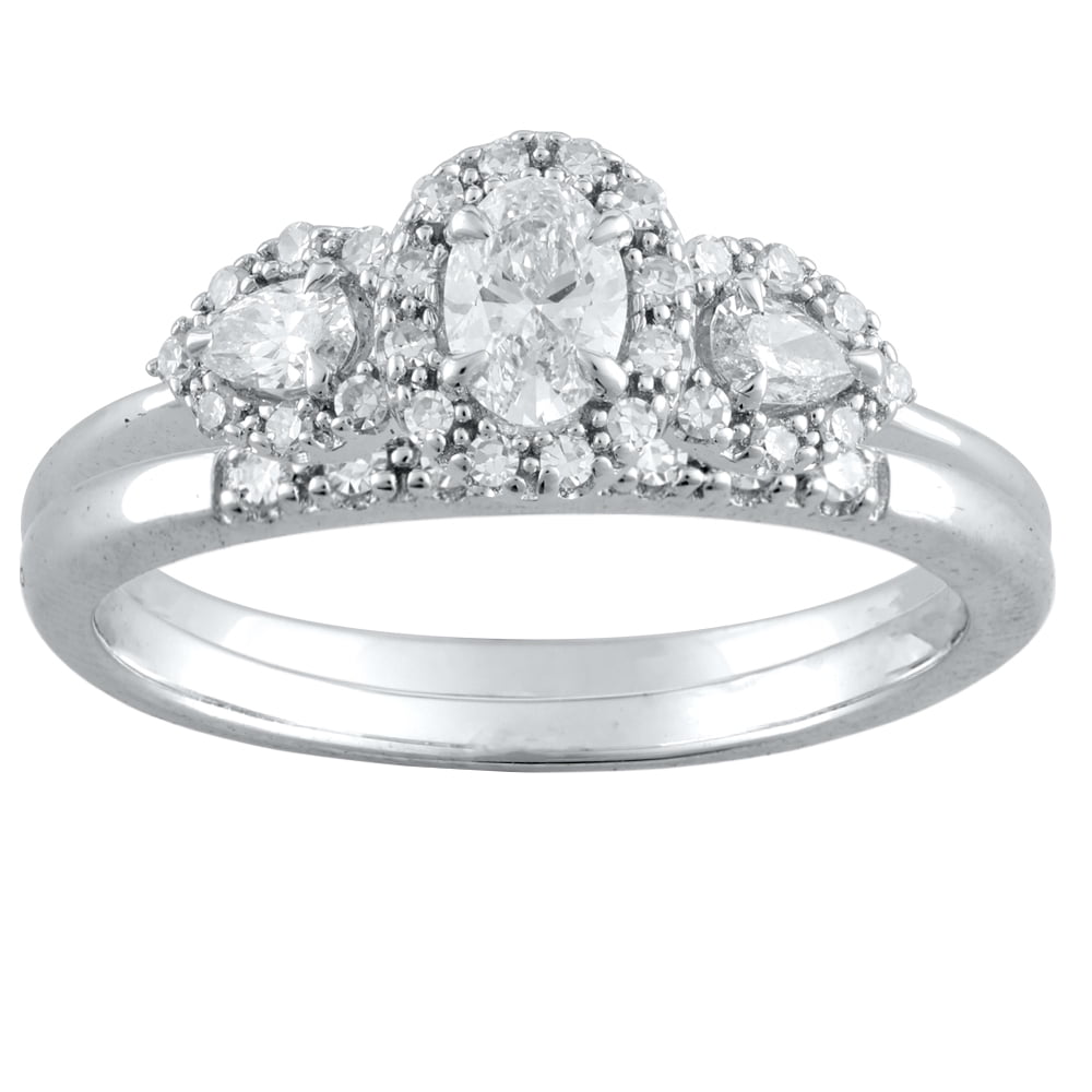 Brilliance Fine Jewelry 1/2 Carat T.W. Lab Grown Diamond Women Bridal Set Ring in 925 Sterling ...