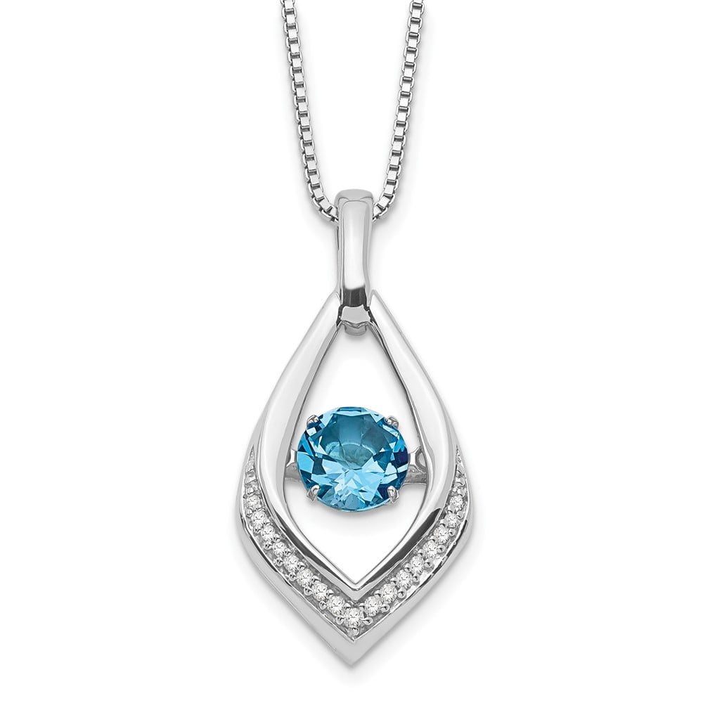 SS Blue Topaz & Diamond Pend w/ Chain - Walmart.com