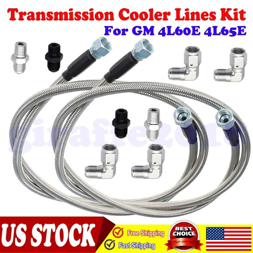 SS Braided Automatic Transmission Cooler Hose lines Fittings GM 4L60E ...