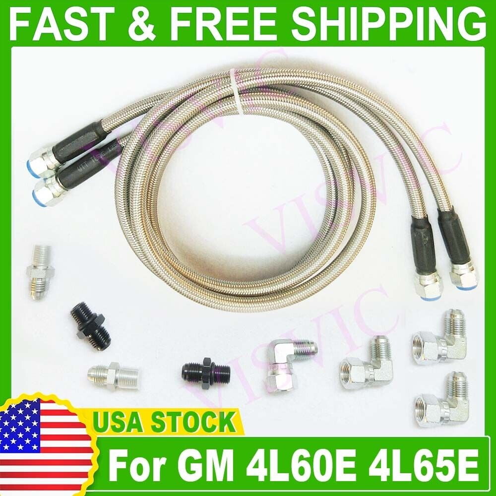 SS Braided Cooler Lines Hoses Kit for GM 4L60E 4L65E Automatic ...