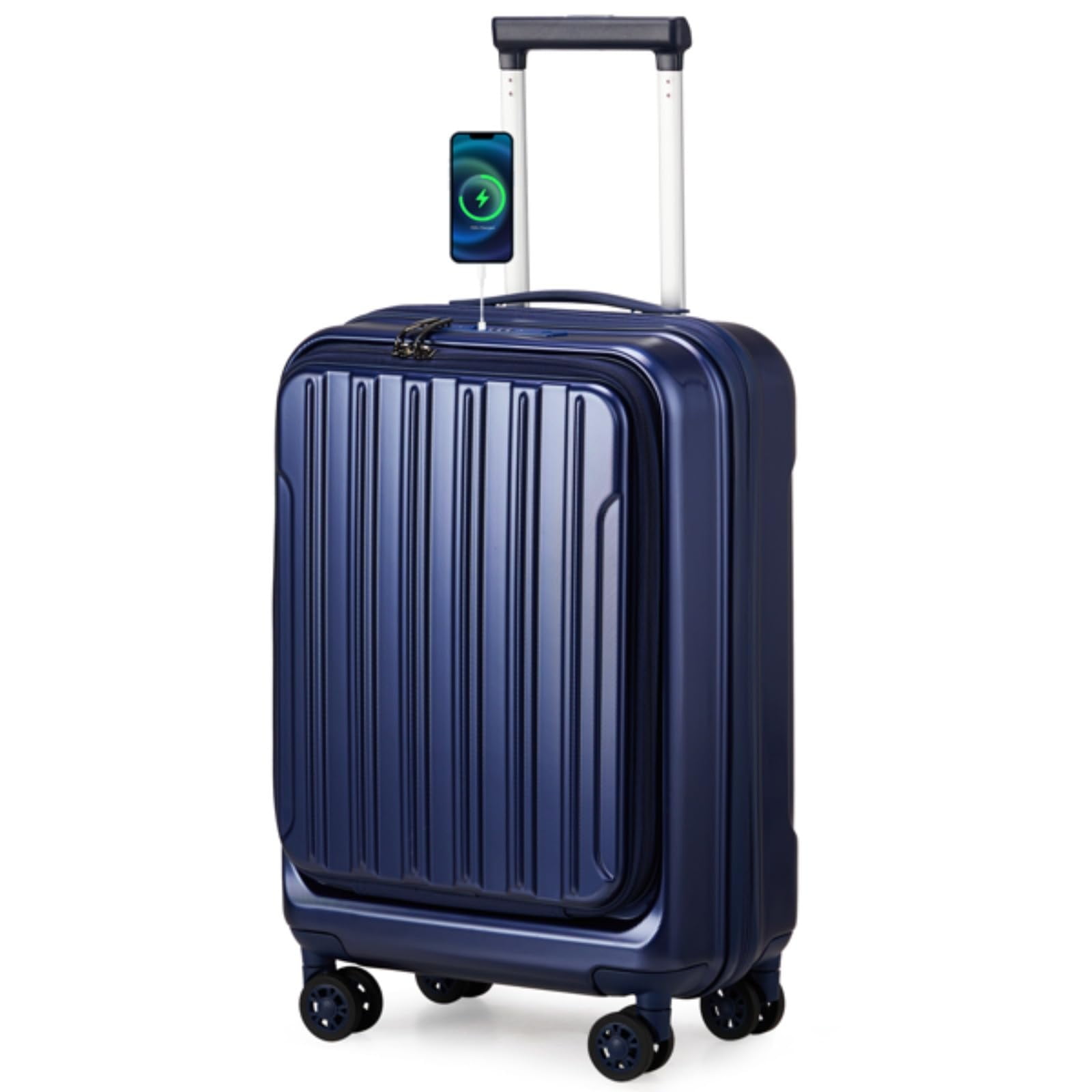 SS CIGEGE Single Luggage, Suitcase, Expandable, Vertical Stripes, USB ...