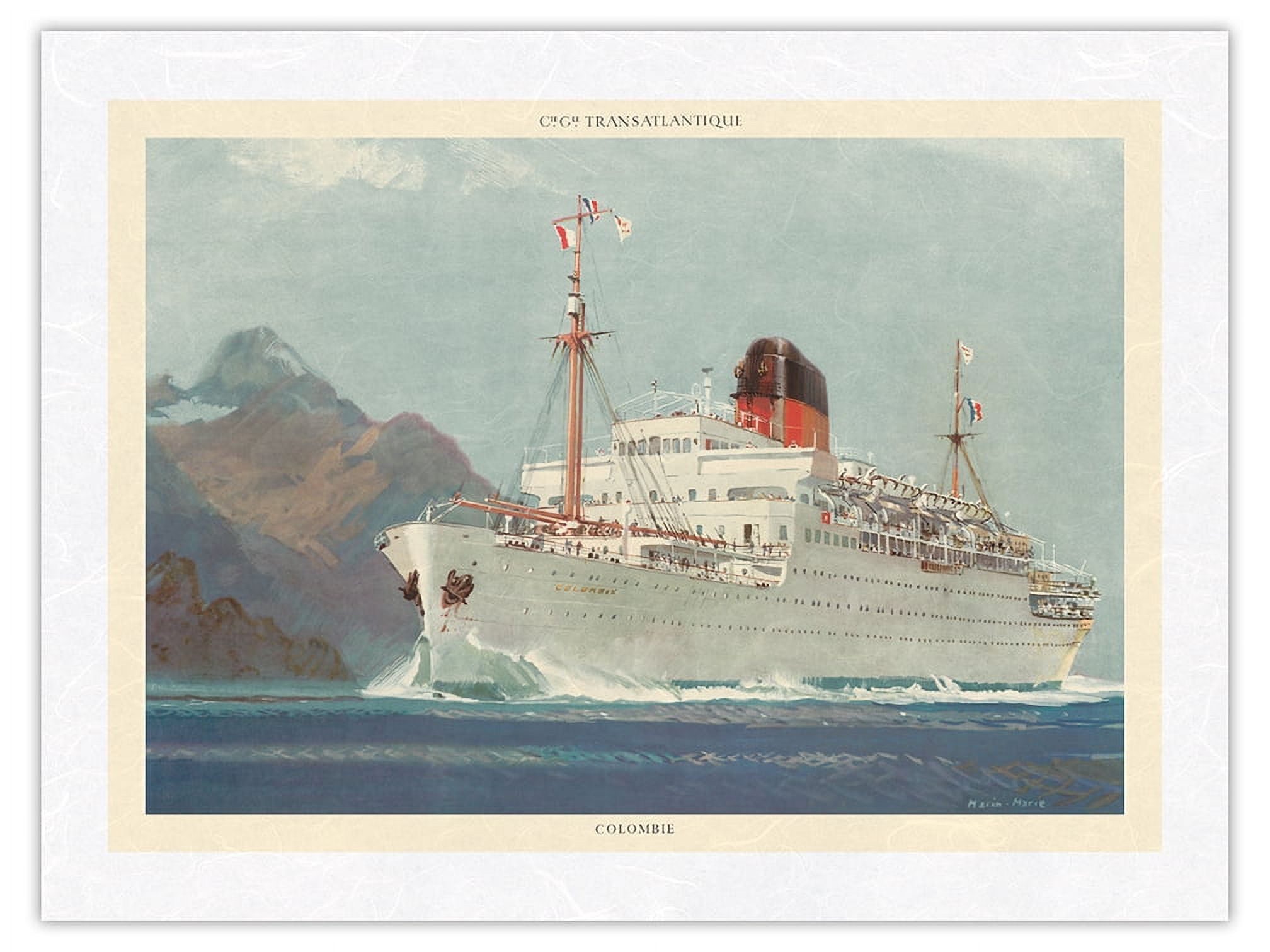 SS Colombia (Colombie) - Compagnie Générale Transatlantique - Vintage ...