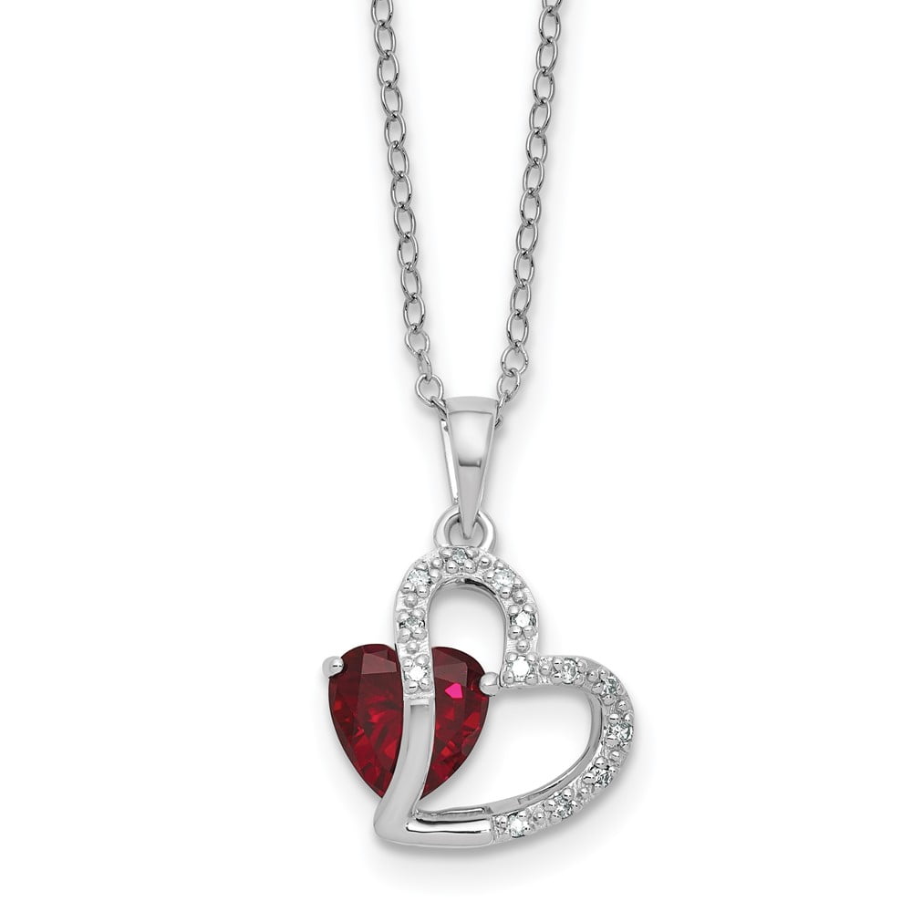 SS Created Ruby & Diamond Pend - Walmart.com
