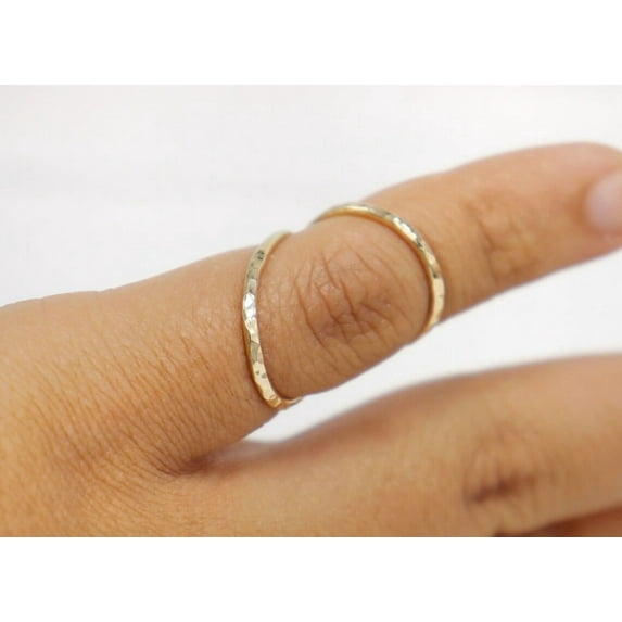 SS DESIGNS 14K Yellow Gold Filled Thin Hammered Splint Ring ...