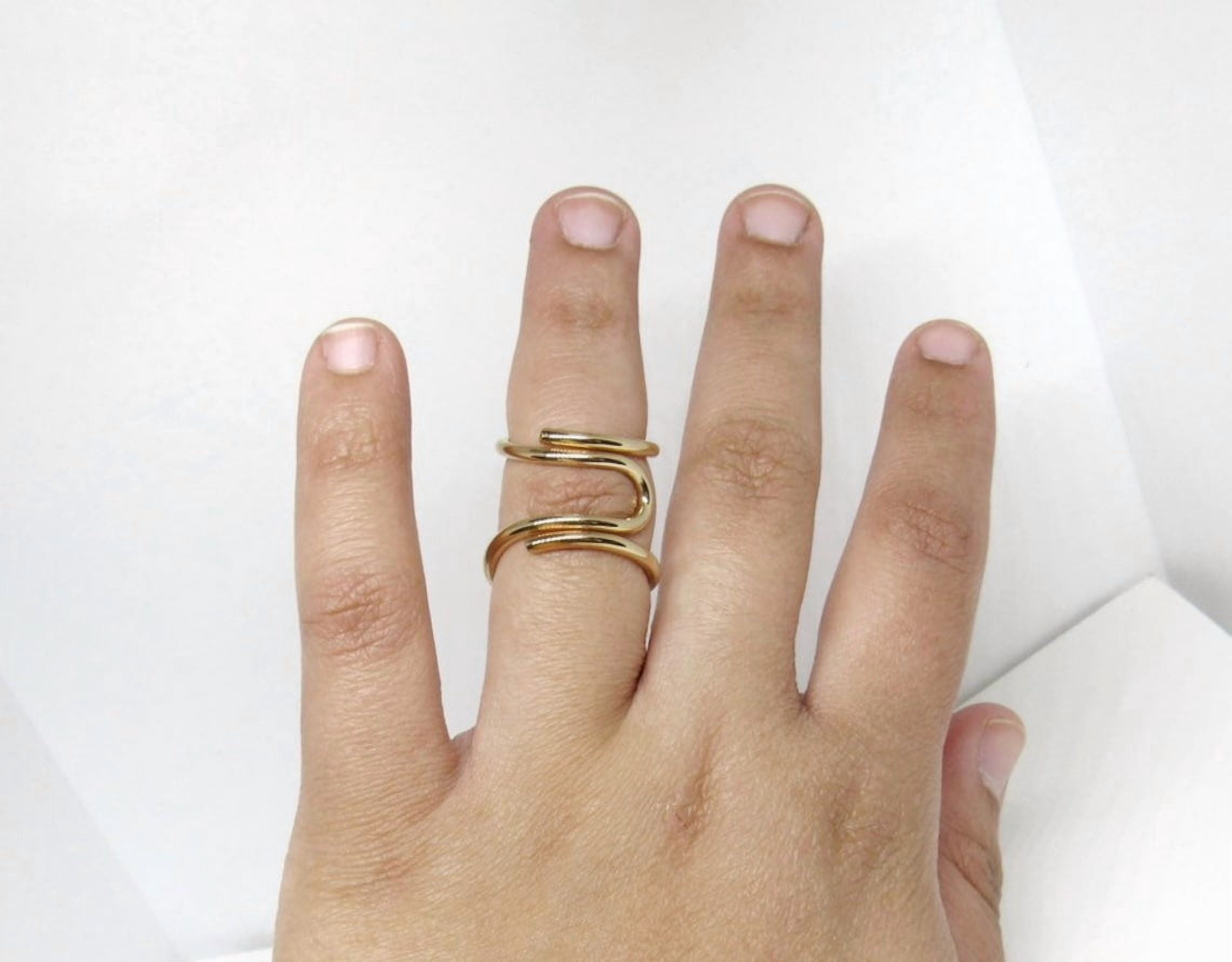 SS DESIGNS 14k Yellow Gold Fill Splint Ring •Mallet Finger Ring • Boutonniere Finger Splint ...
