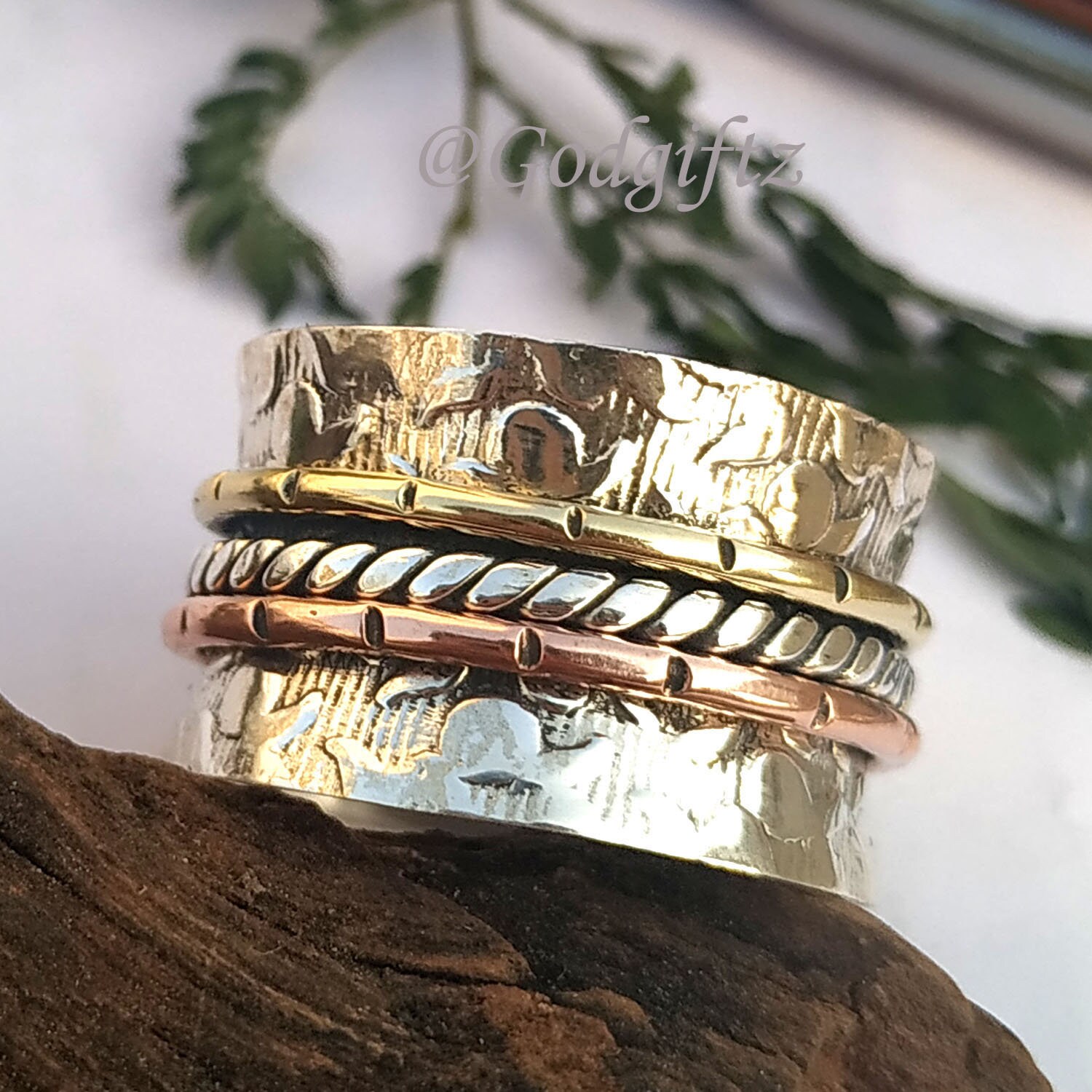 SS DESIGNS 925 Sterling Silver Spinner Ring, Designer Meditation Band ...
