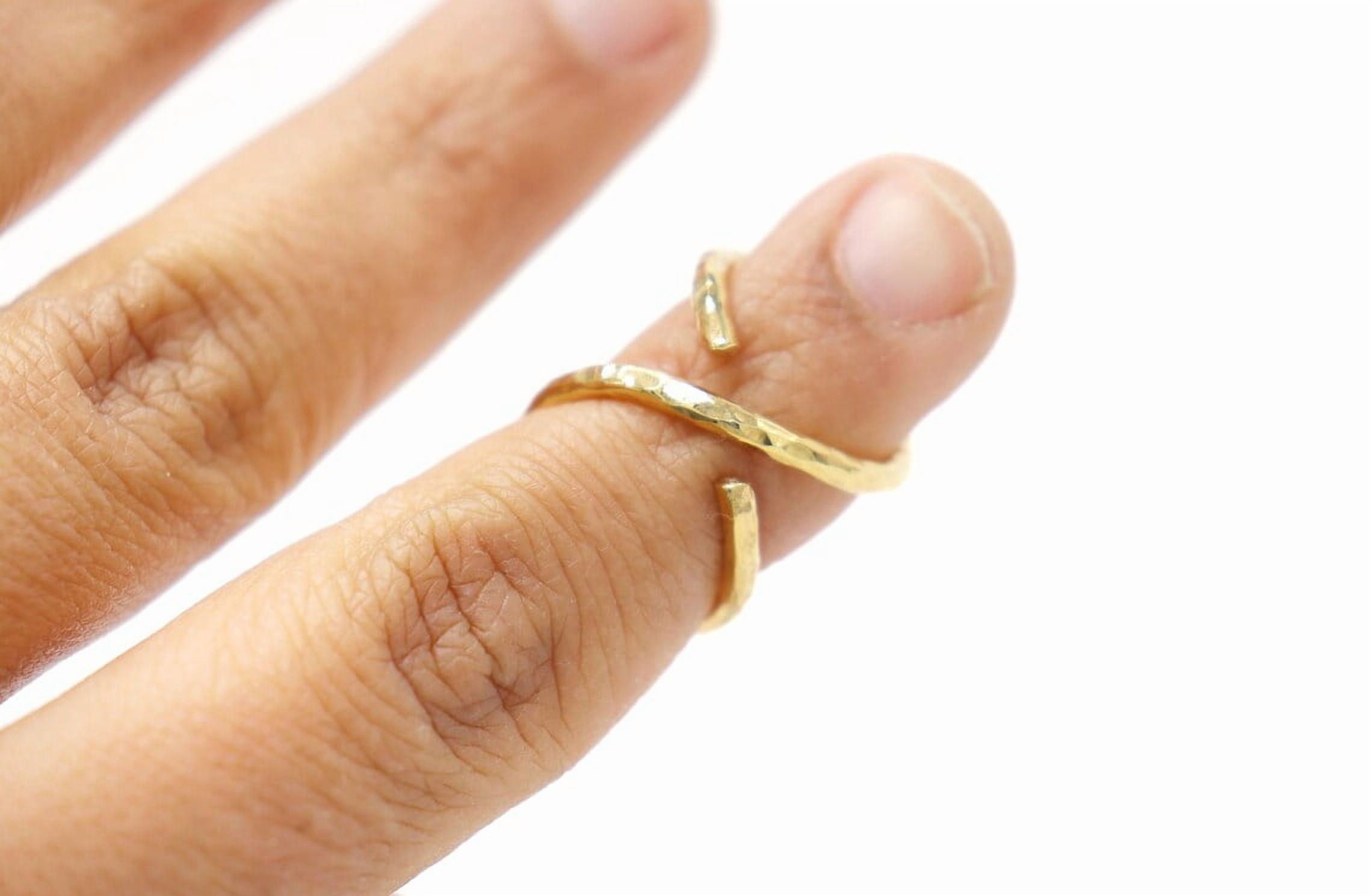 SS DESIGNS- Adjustable Hammered Yellow Gold Fill Mallet Splint Ring ...