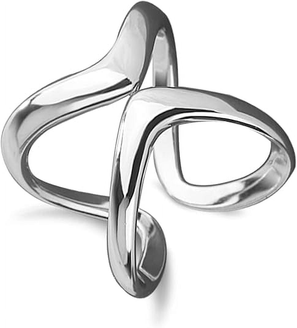 SS DESIGNS Adjustable Multi-Line 925 Sterling Silver Ring for Women – Open Thumb & Index Finger ...