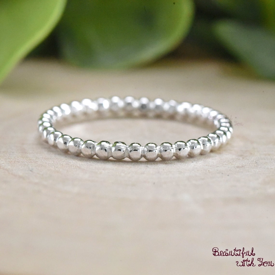 SS DESIGNS Bead Ball Eternity Ring, Unique Stacking Ring Womens ...