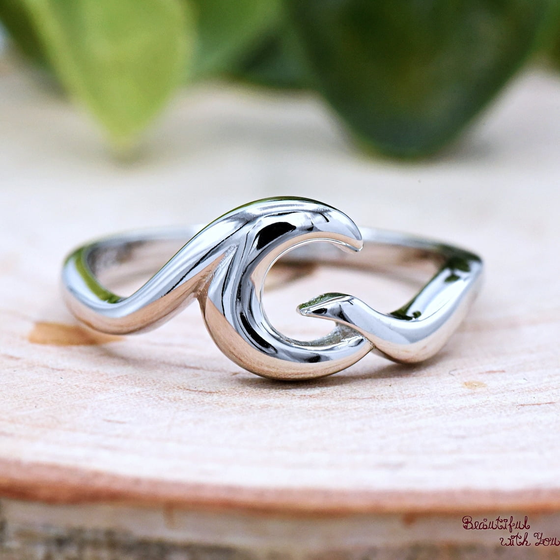 SS DESIGNS Big & Small Ocean Waves Ring, Solid 925 Sterling Silver ...