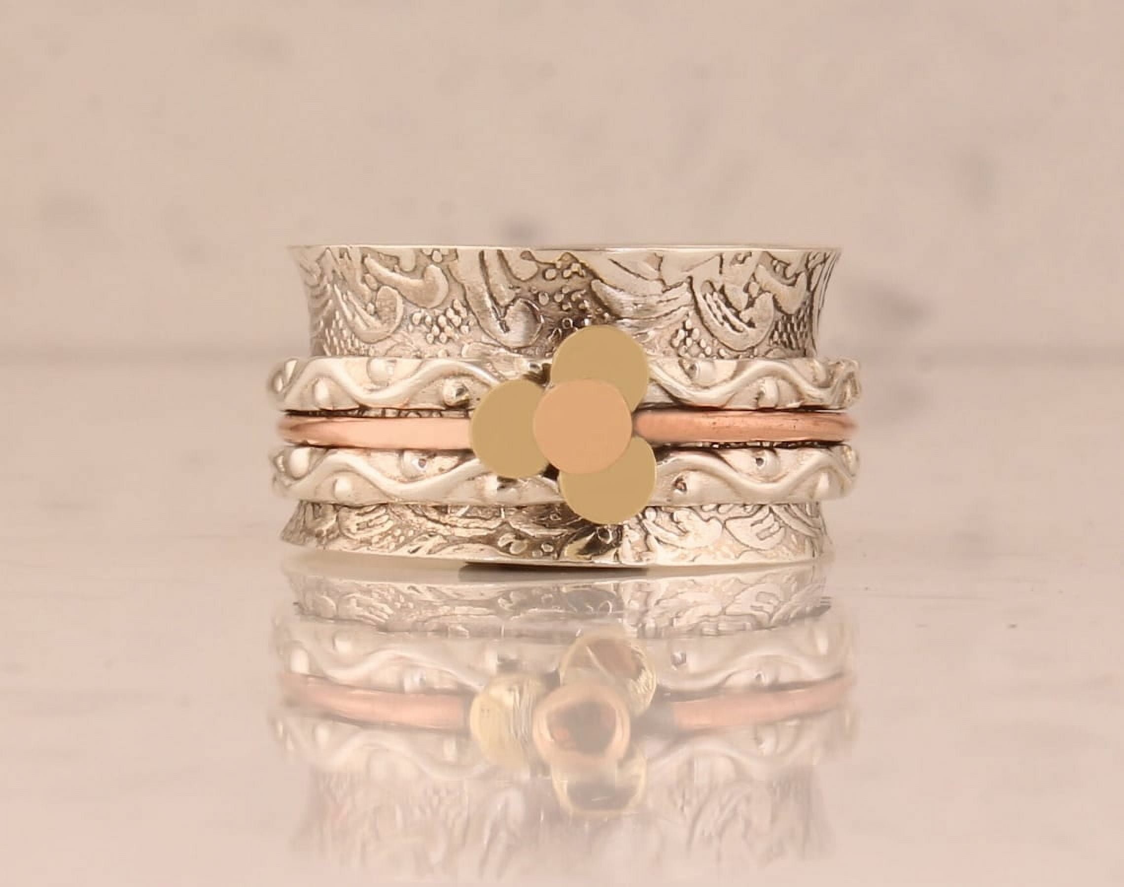 SS DESIGNS Boho Flower Spinner Ring – Solid 925 Sterling Silver Three ...