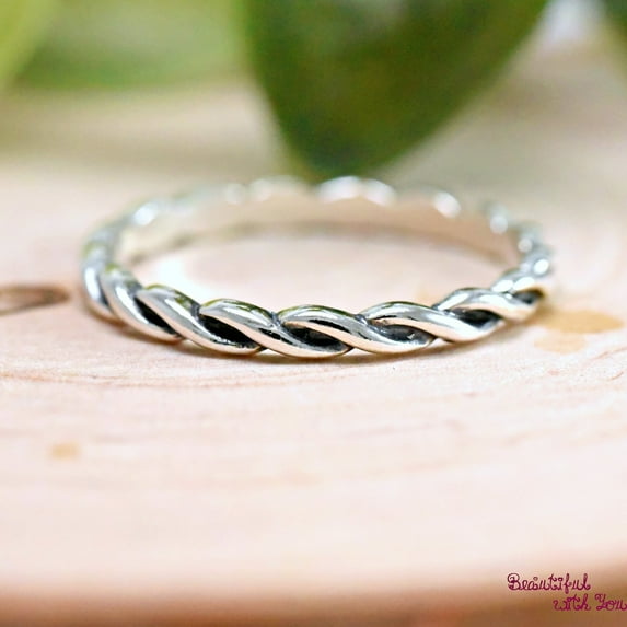 SS DESIGNS Braided Knot Celtic Silver Ring, Twisted Rope Stacking Thumb ...